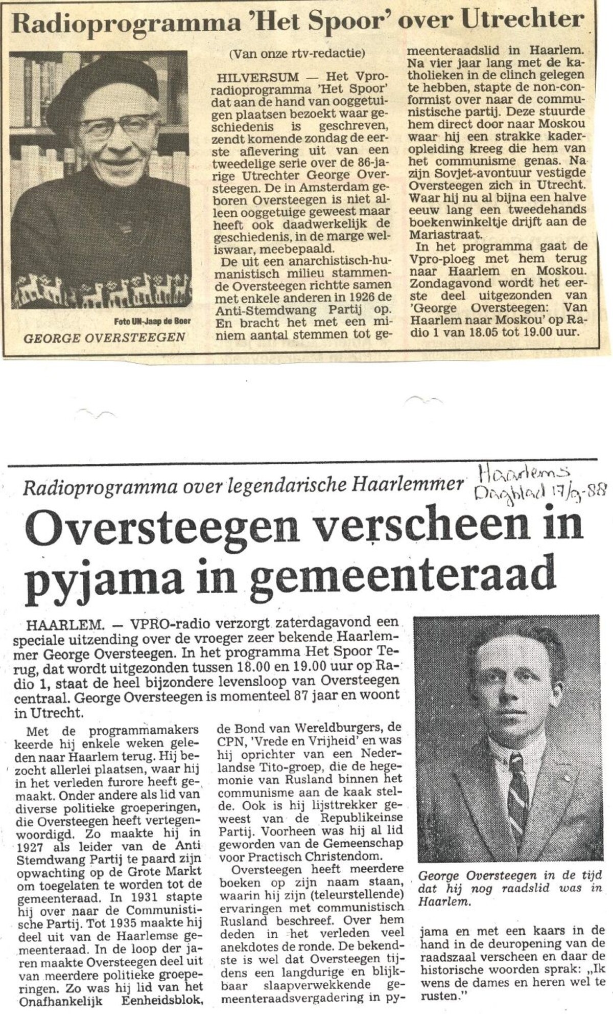 George Oversteegen, 1: Van Haarlem naar Moskou - Het Spoor Terug - VPRO